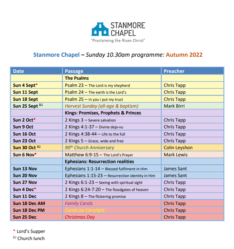 Stanmore Chapel : Term card