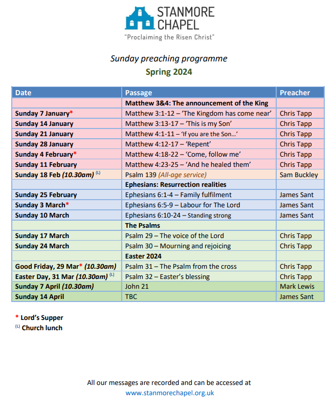 Stanmore Chapel : Term card